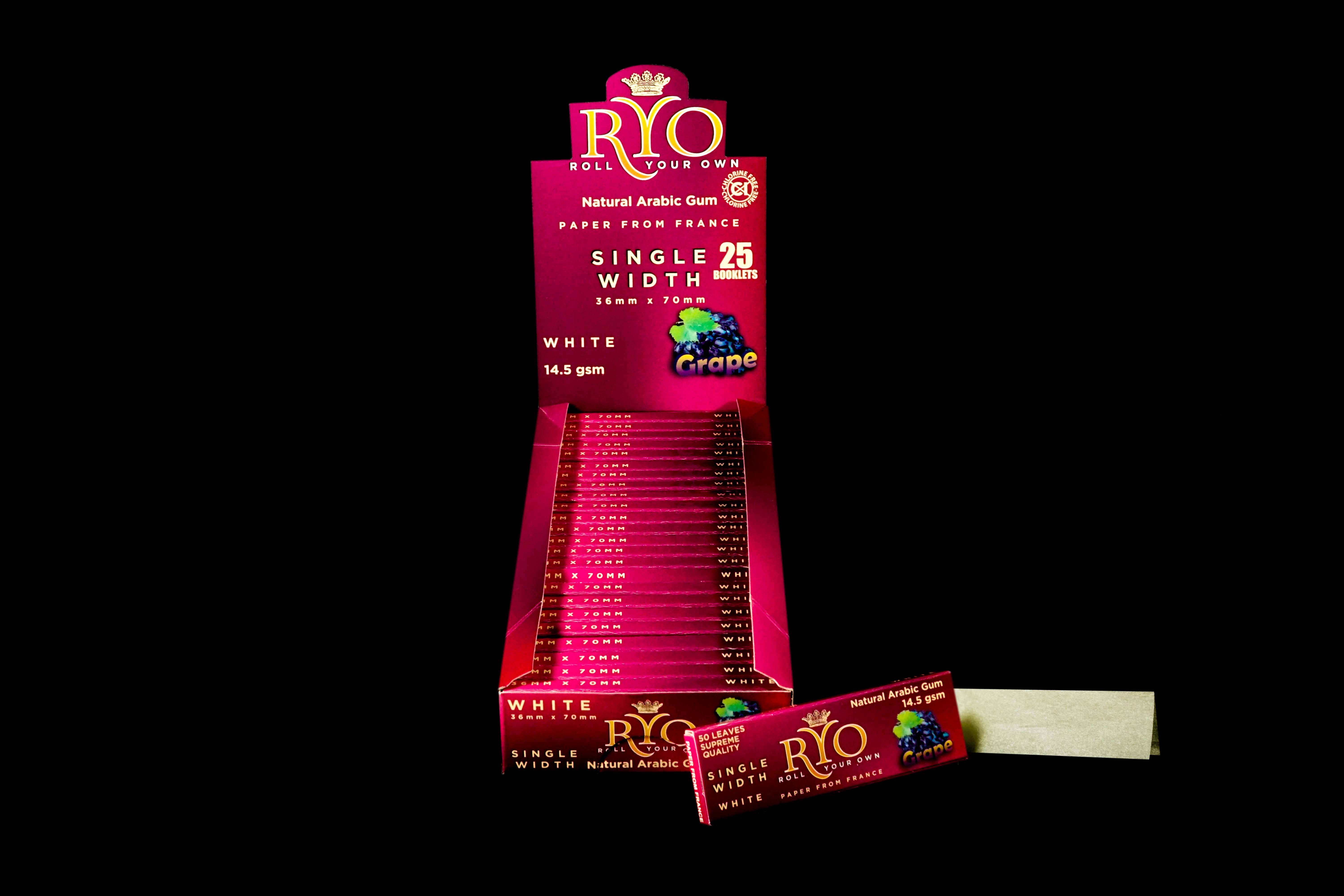 ROLLO | CIGARETTE ROLLING PAPER, GRAPE, SINGLE WIDTH 36 x 70