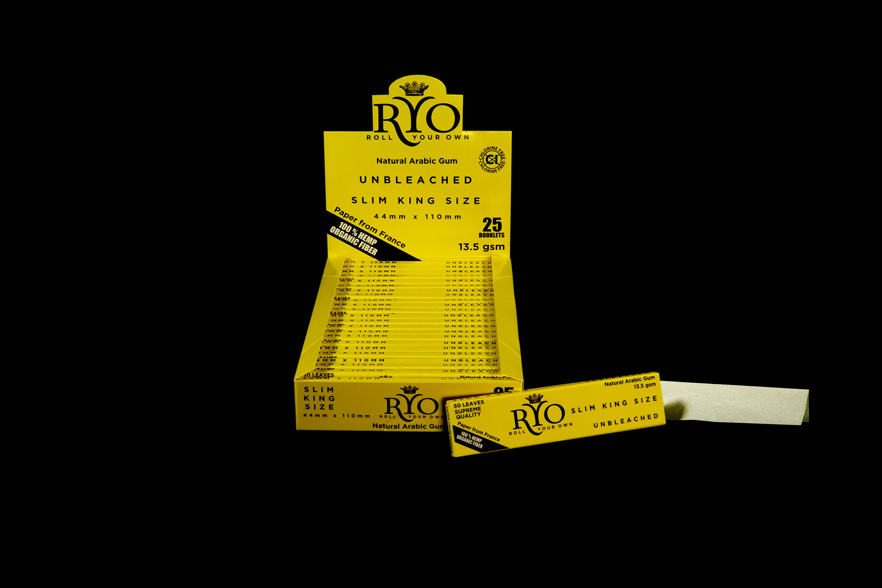 ROLLO | CIGARETTE ROLLING PAPER, ORGANIC HEMP FIBER, SLIM KS 44 x 110