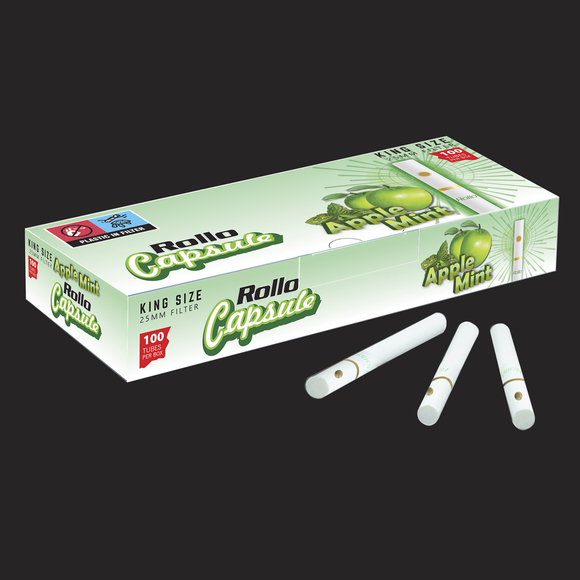 ROLLO | ROLLO APPLE MINT CAPSULE KING SIZE CIGARETTE TUBES 100CT