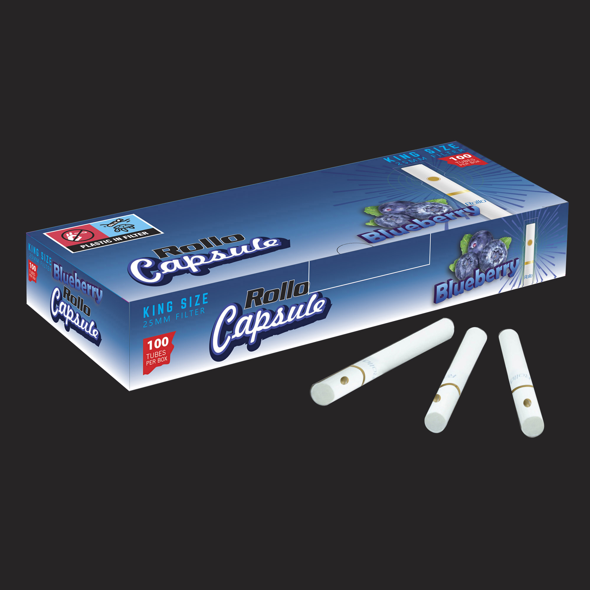 ROLLO | ROLLO BLUEBERRY CAPSULE KING SIZE CIGARETTE TUBES 100CT