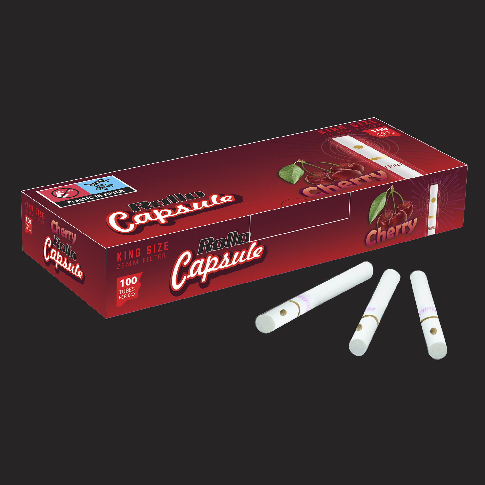 ROLLO | ROLLO CHERRY CAPSULE KING SIZE CIGARETTE TUBES 100CT
