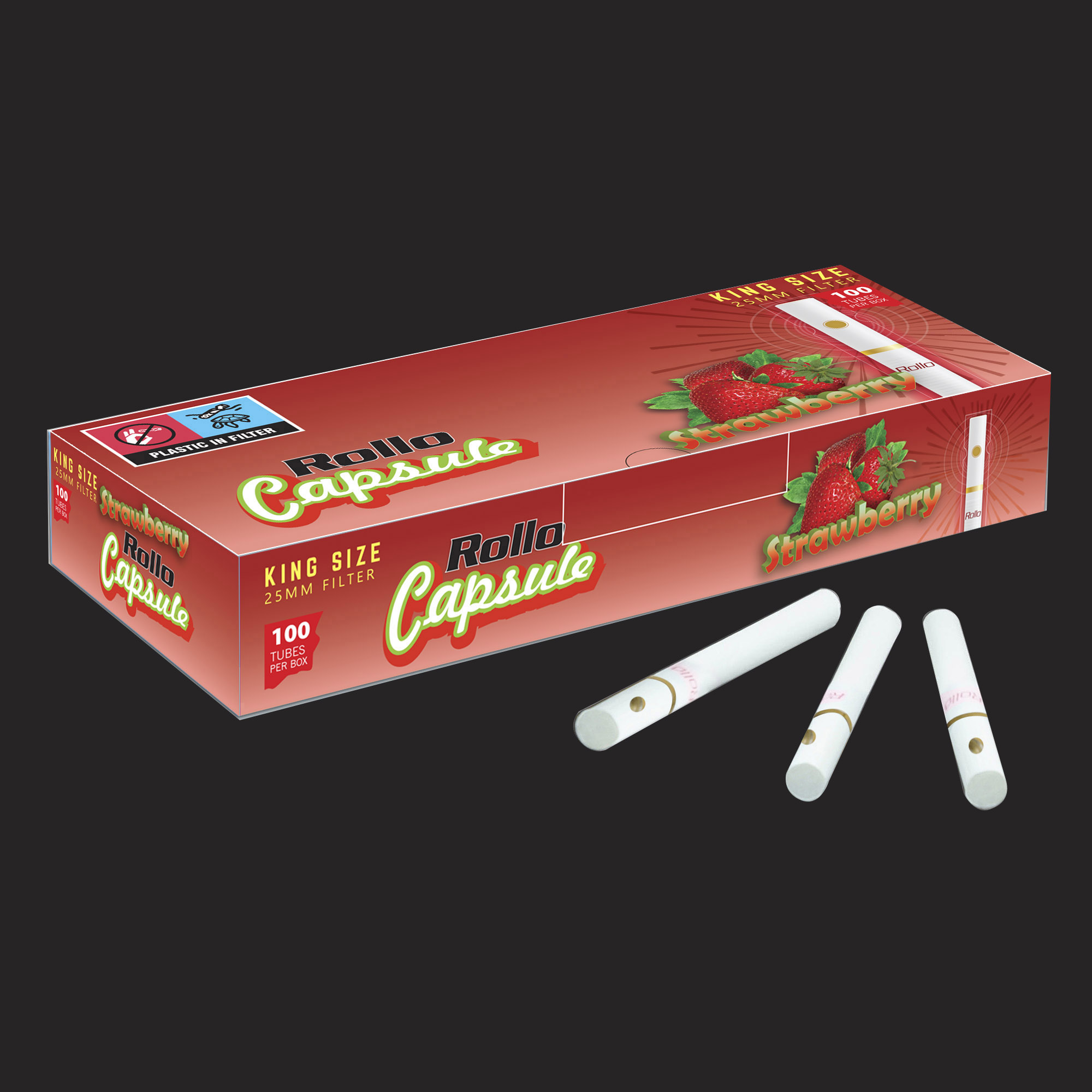 ROLLO | ROLLO STRAWBERRY CAPSULE KING SIZE CIGARETTE TUBES 100CT